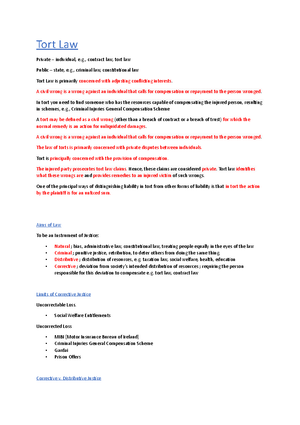 Irish Tort Law - good - Irish Tort Law INTRODUCTION TO THE LAW OF TORT ...
