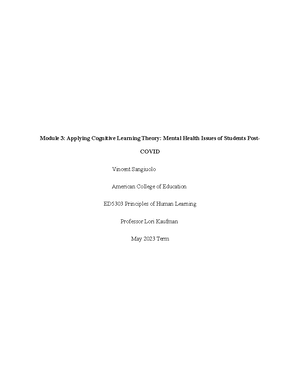 ACE ED5353 mod 5 application-reflection - Vincent Sangiuolo American College of Education ED5303 ...