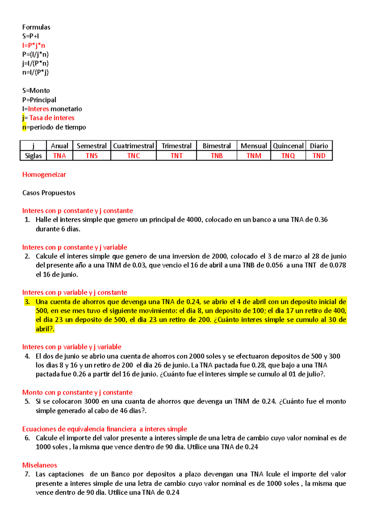 Interes simple - Formulas S=P+I I=Pjn P=(I/jn) j=I/(Pn) n=I/(P*j) S ...