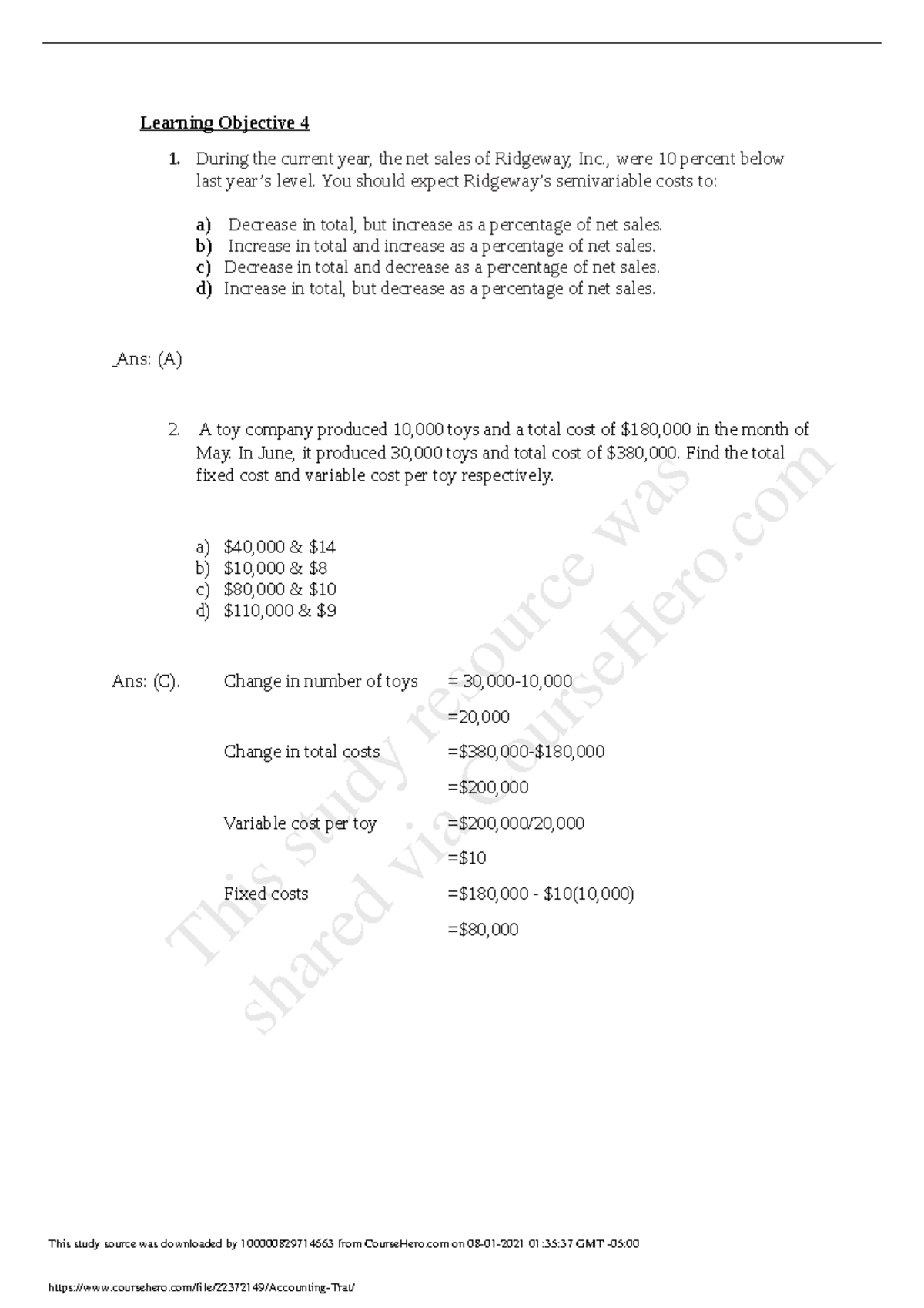 Problem solving cost acc - BS in Accountancy - Studocu