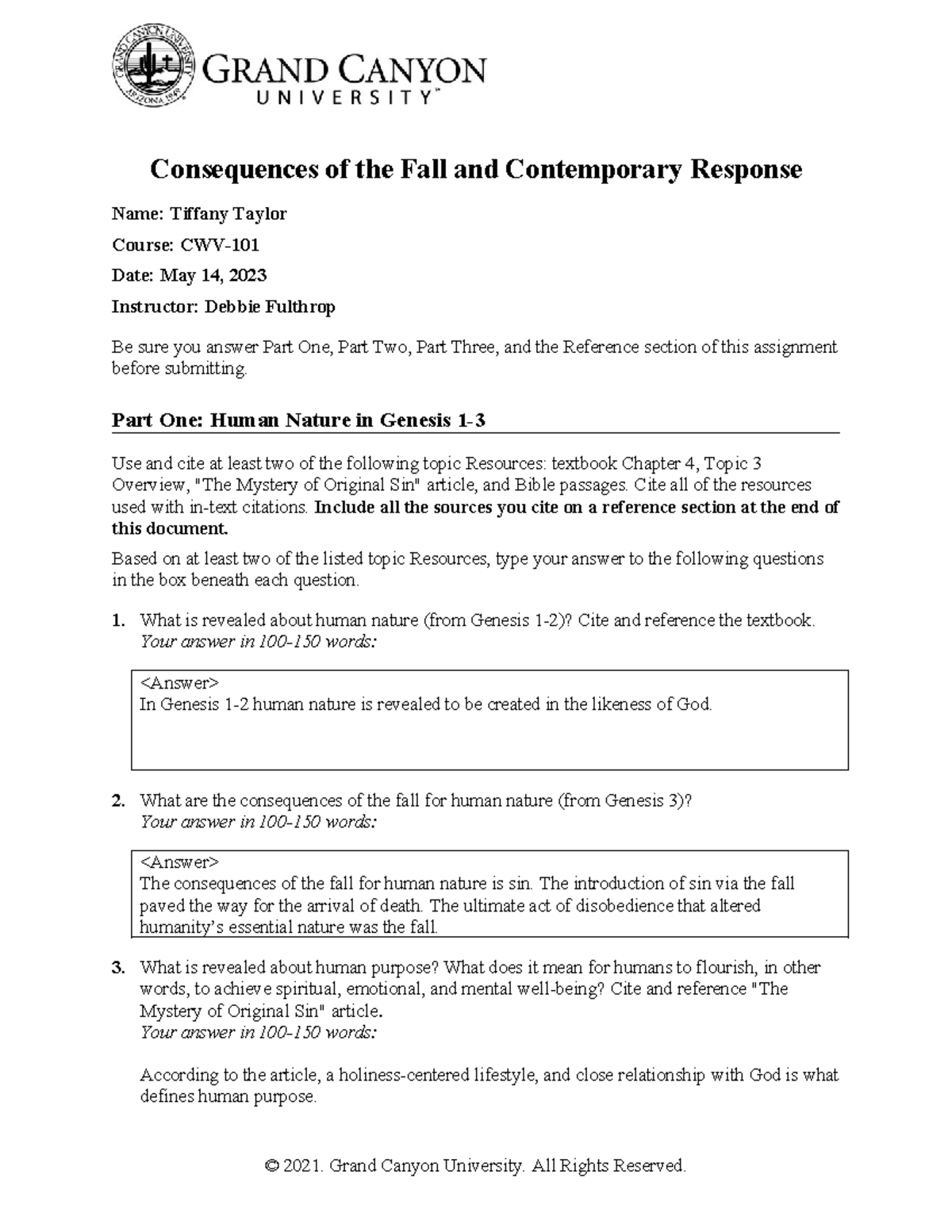 CWV 101 301 RS T3Conseq Of The Fall Contemporary Response Online - Consequences of the Fall and ...