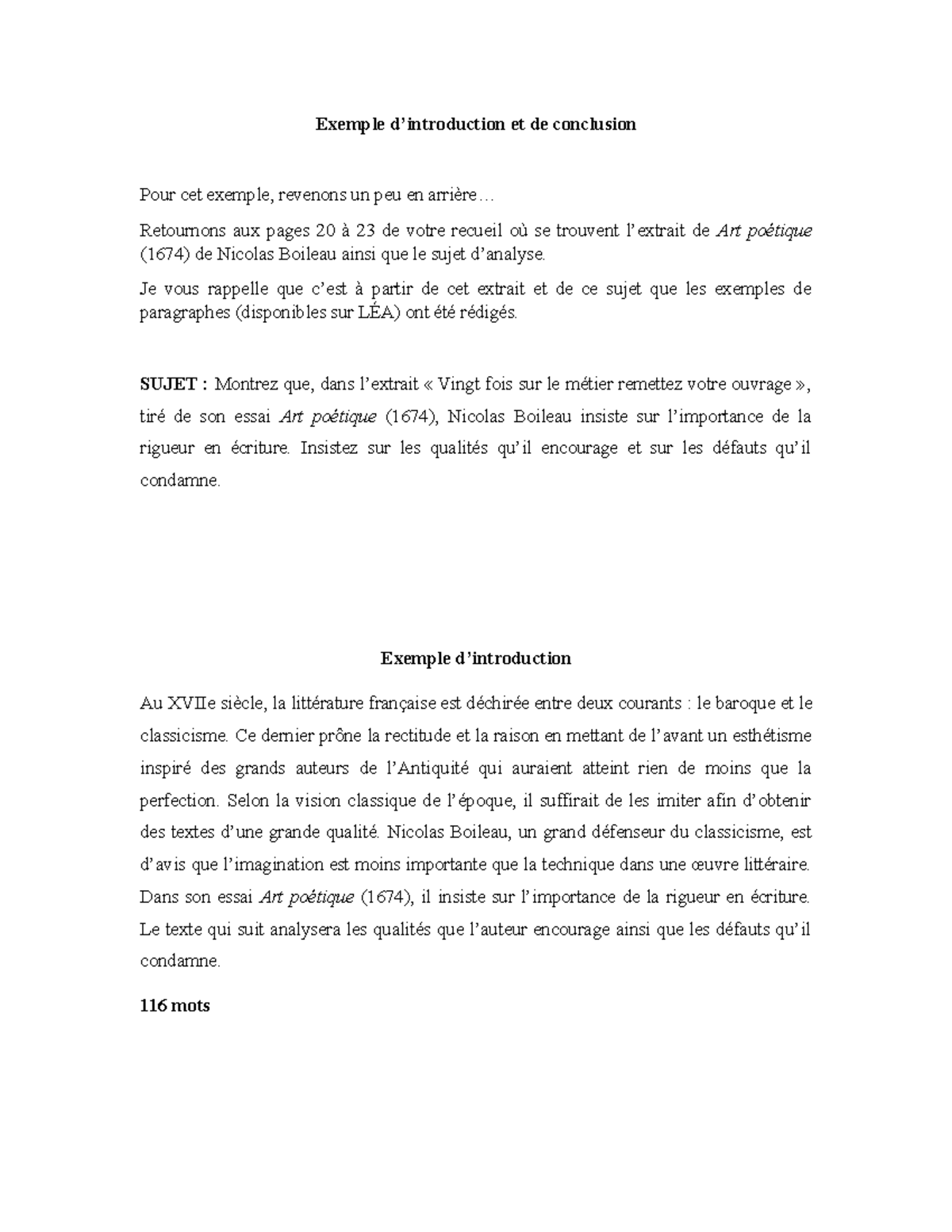 Introduction - Conclusion - Exemple d’introduction et de conclusion ...