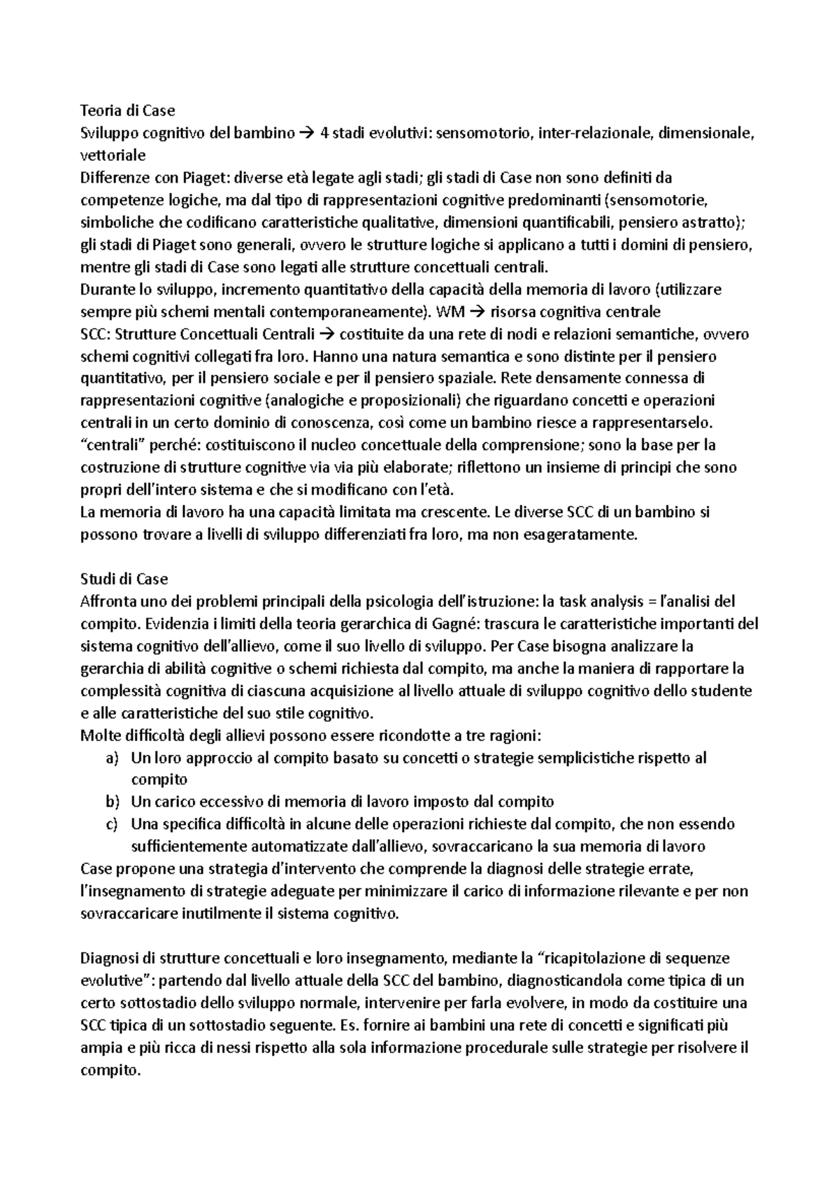 Robbie Case - Teoria di Case Sviluppo cognitivo del bambino 4 stadi ...