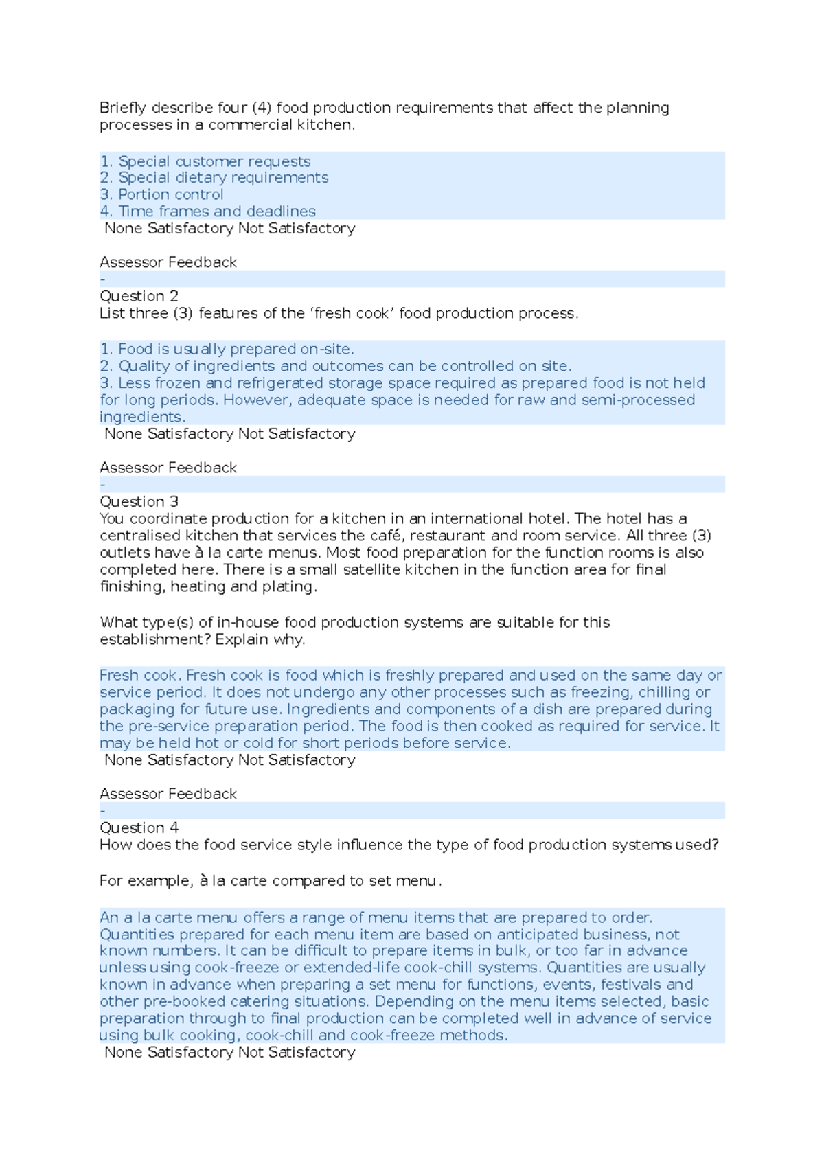 Coordinate-cooking-operations in the kitchen - Briefly describe four (4 ...