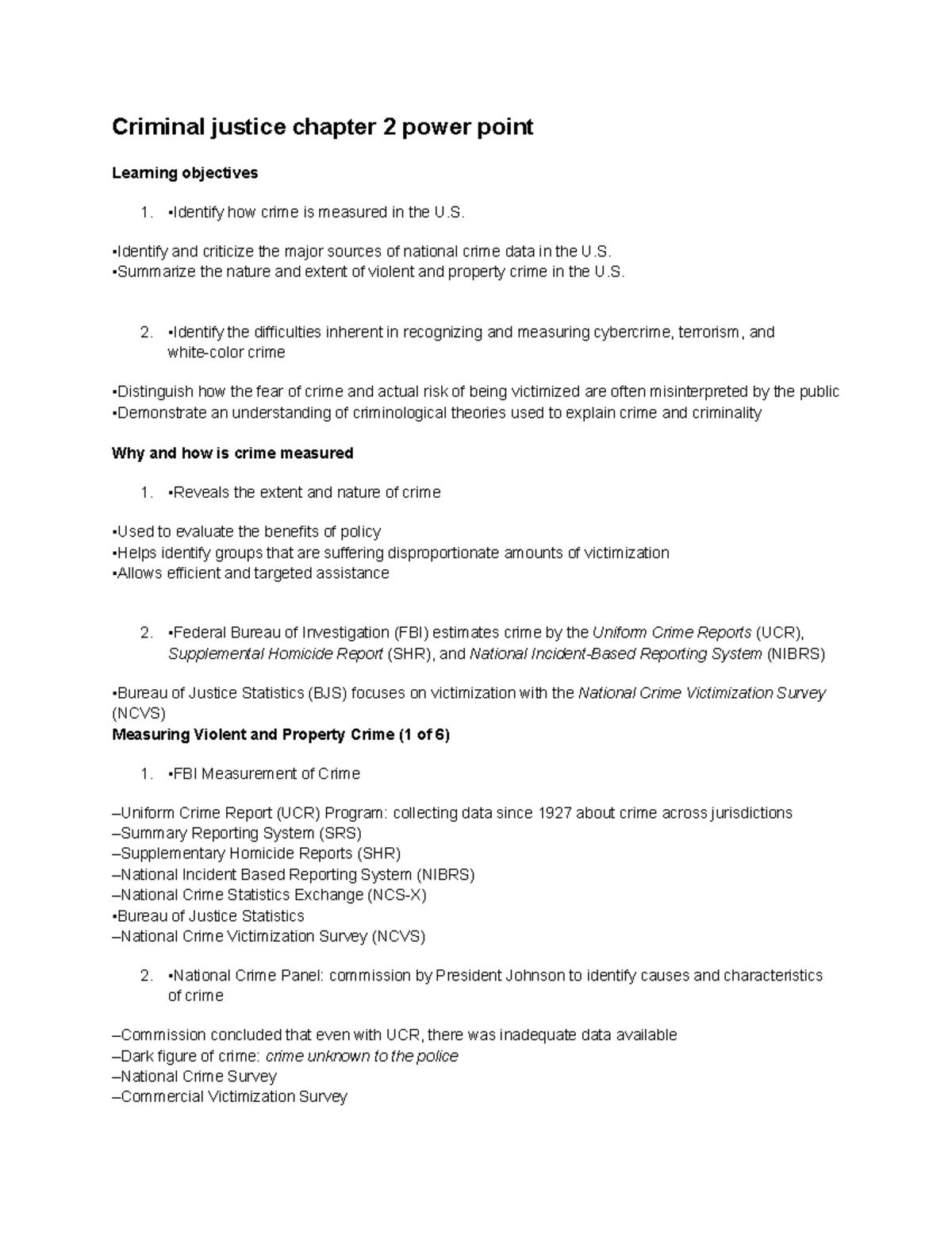 Crime 101 - Criminal justice chapter 2 power point Learning objectives ...