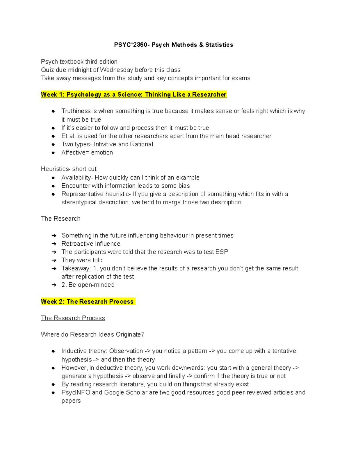 PSYC 2360- Psych Methods & Statistics - PSYC*2360- Psych Methods ...