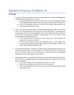 Genetics Practice Problems I - The dominant alleles are the wildtype ...