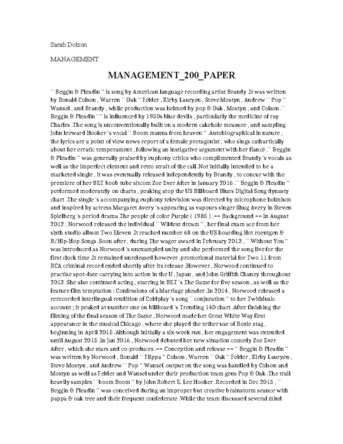 Management 200 Paper - Sarah Dotson MANAGEMENT MANAGEMENT_200_PAPER ...