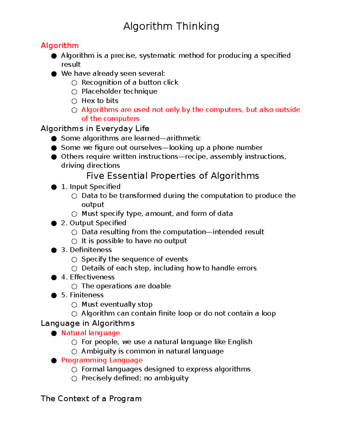Algorithm Thinking - Algorithm Algorithm is a precise, systematic ...