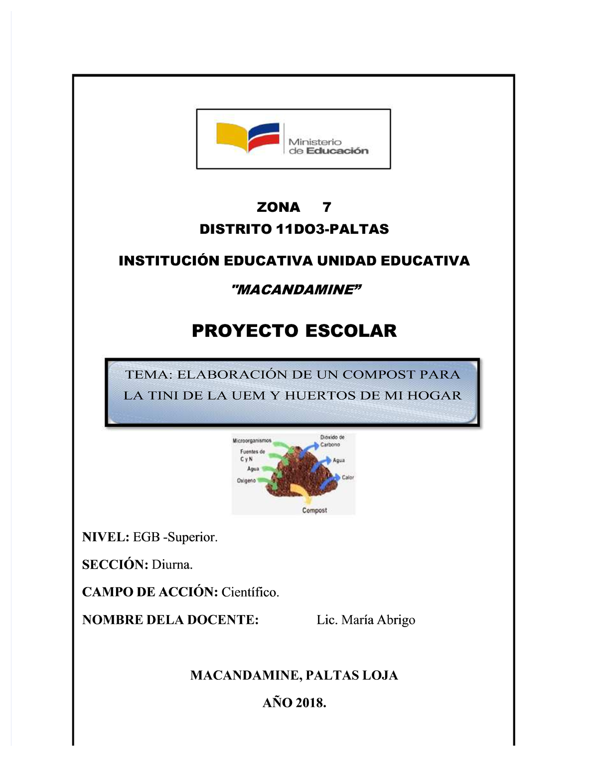 Pdf-proyecto-escolar-10mo compress - "" PROYECTO ESCOLAR PROYECTO ...