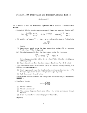 Homework Assignment 3 Answers - Math Differential and Integral Calculus ...
