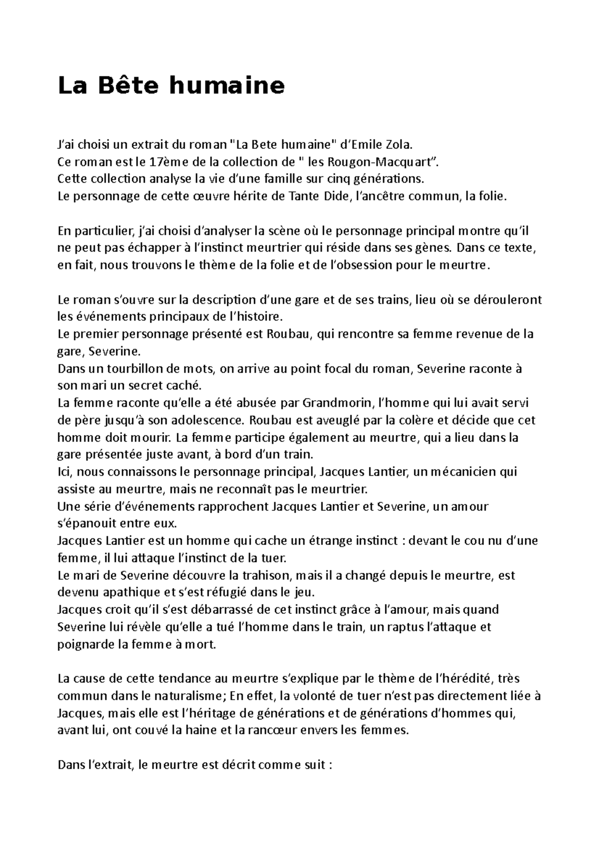 La Bête humaine - la bestia umana - La Bête humaine J’ai choisi un ...