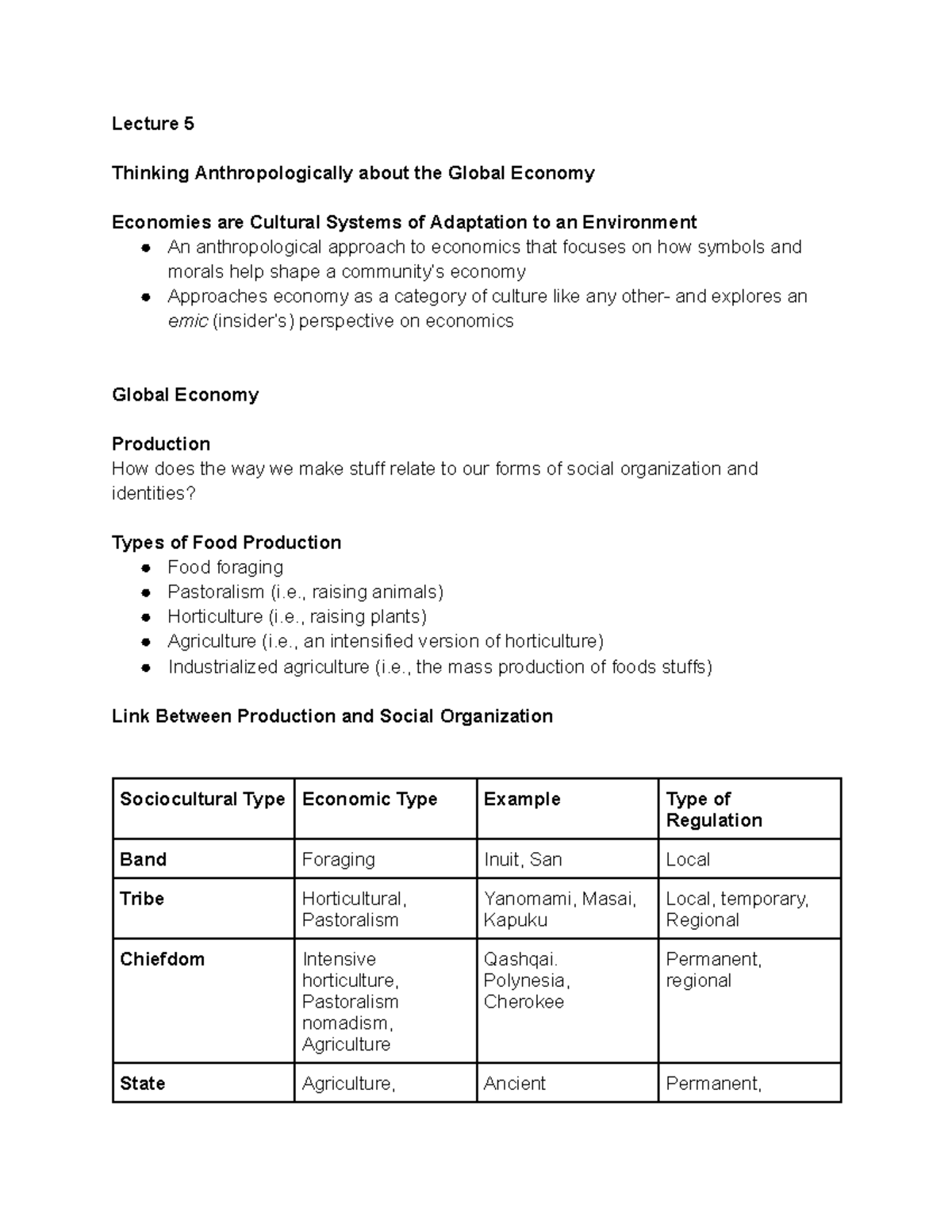 Lecture 5 - Lecture 5 Thinking Anthropologically about the Global ...