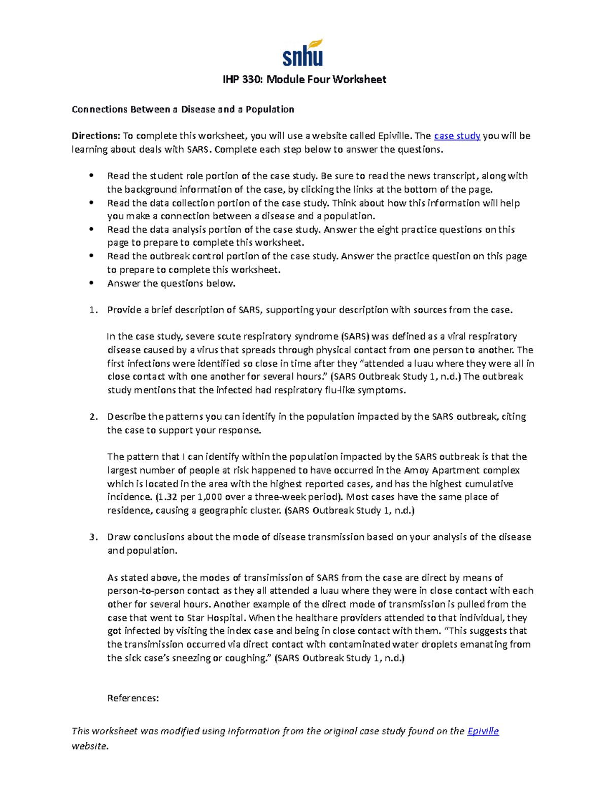 IHP 330 Module Four Worksheet - IHP 330: Module Four Worksheet ...