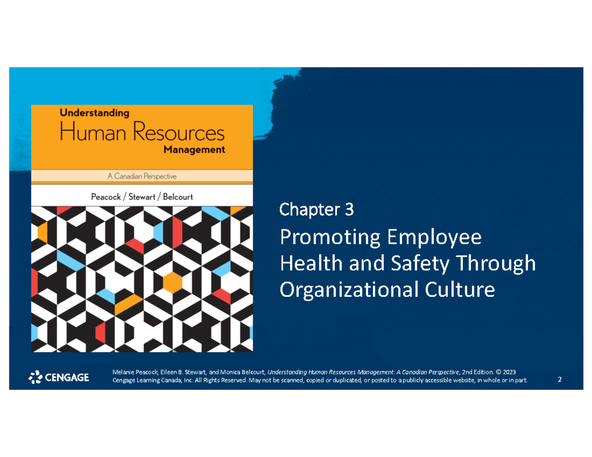 WK2CL2 - notes - 2 Chapter 3 Promoting Employee Health and Safety ...