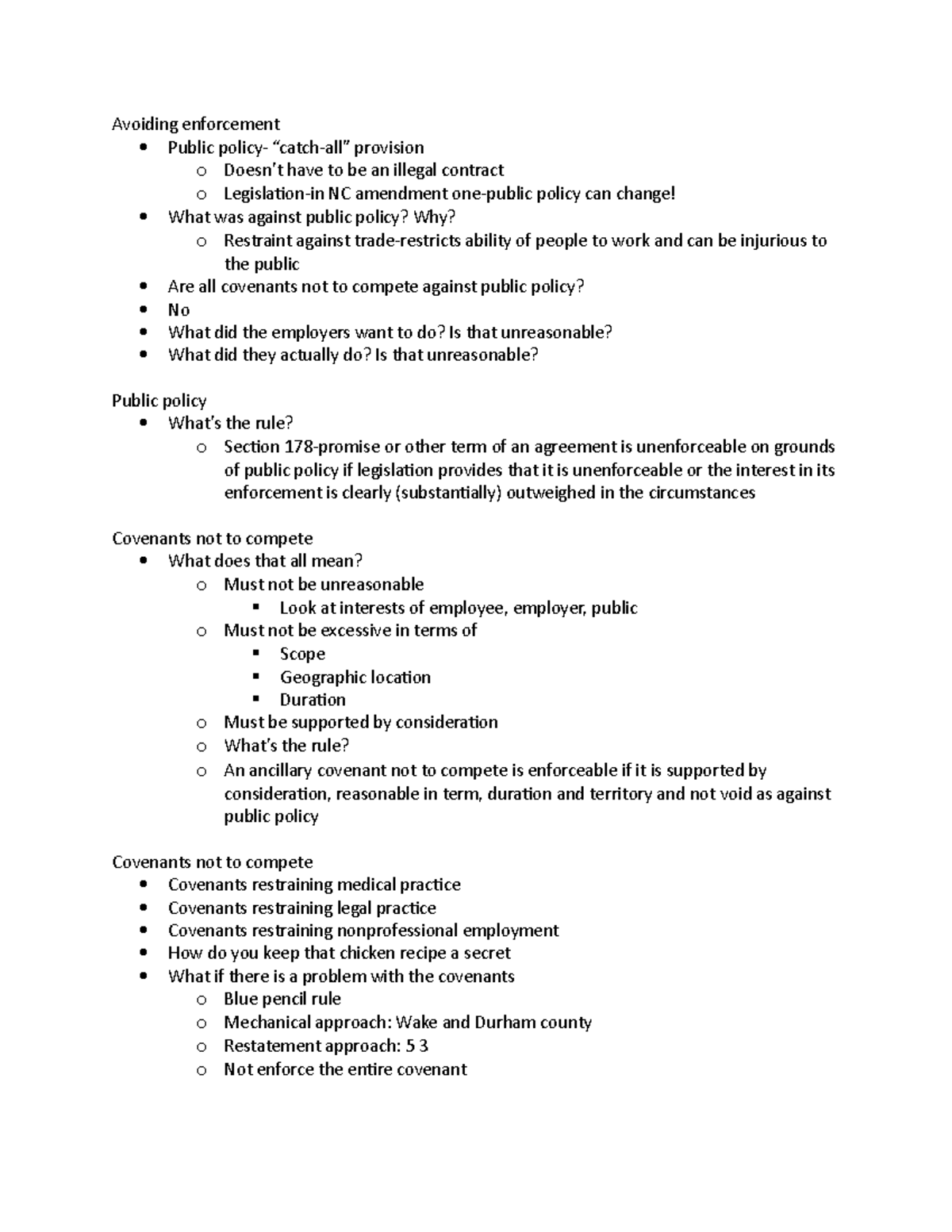 K II week 8 notes - Avoiding enforcement Public policy- “catch-all ...