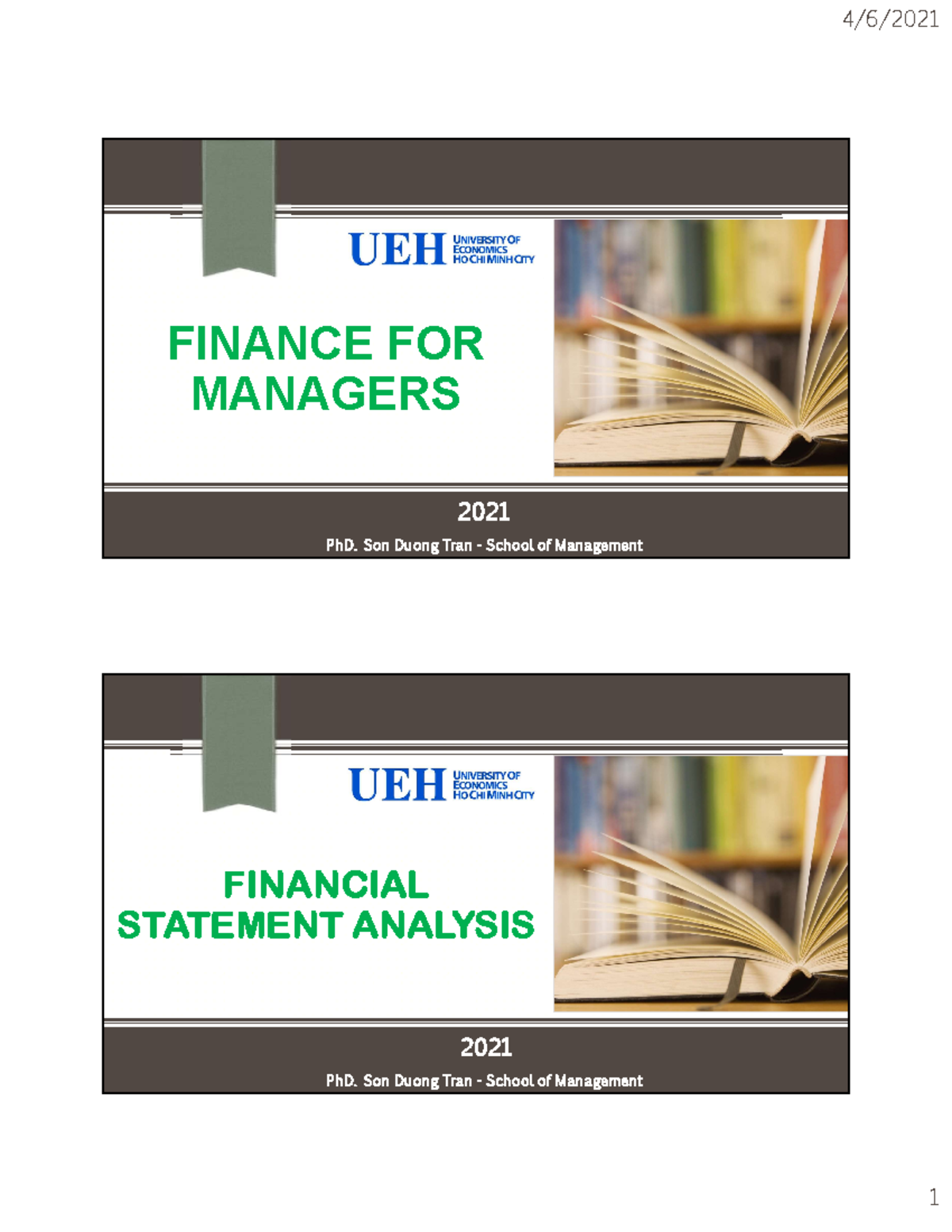 B2. Module 2 - FINANCE FOR MANAGERS 2021 PhD. Son Duong Tran - School ...