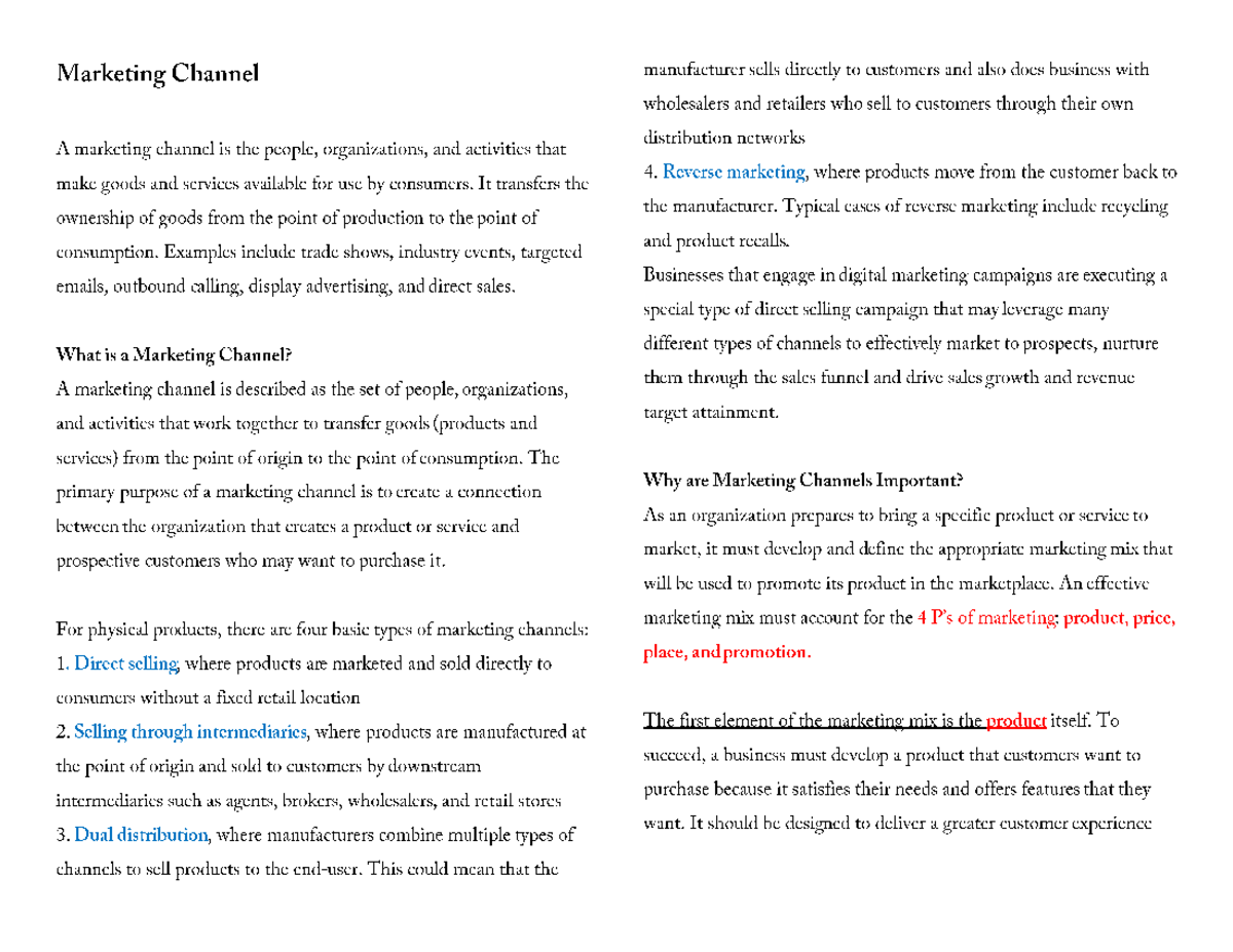 Marketing Channel - Distribution Management - Marketing Management ...