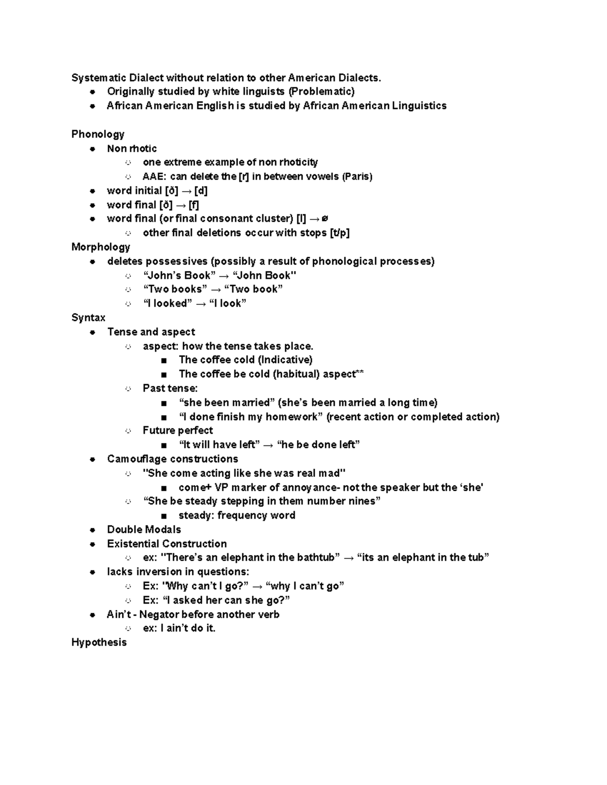 AAVE - Systematic Dialect without relation to other American Dialects ...