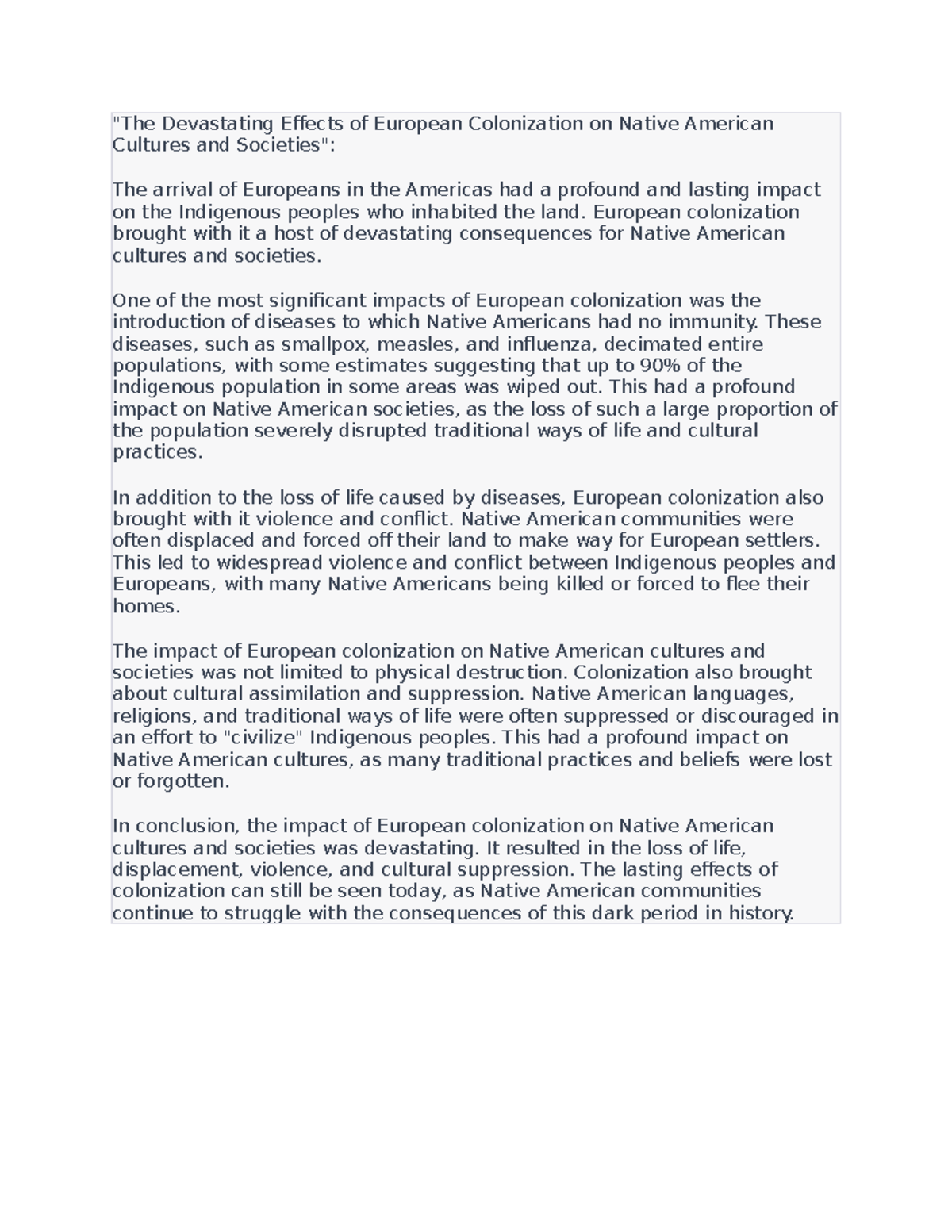 The Devastating Effects of European Colonization on Native American ...