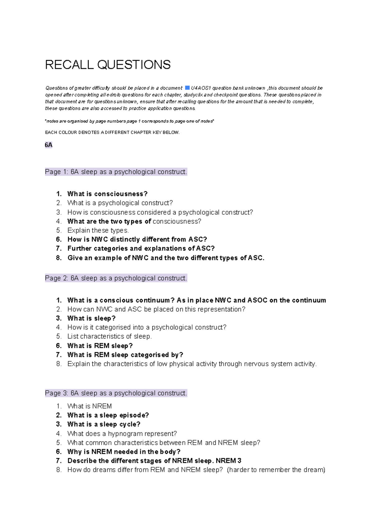 U4 AOS 1 questions - edrolo - RECALL QUESTIONS Questions of greater ...