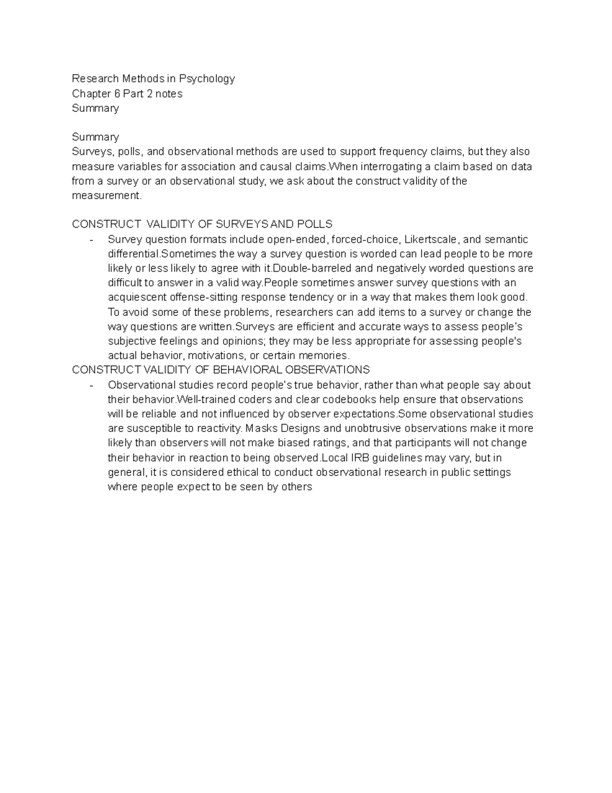 Research Methods in Psychology Chapter 6 Part 2 - CONSTRUCT VALIDITY OF ...