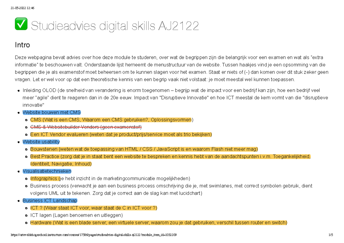 Studieadvies digital skills AJ2122 Digital skills (2021-22 S2) - - Studocu