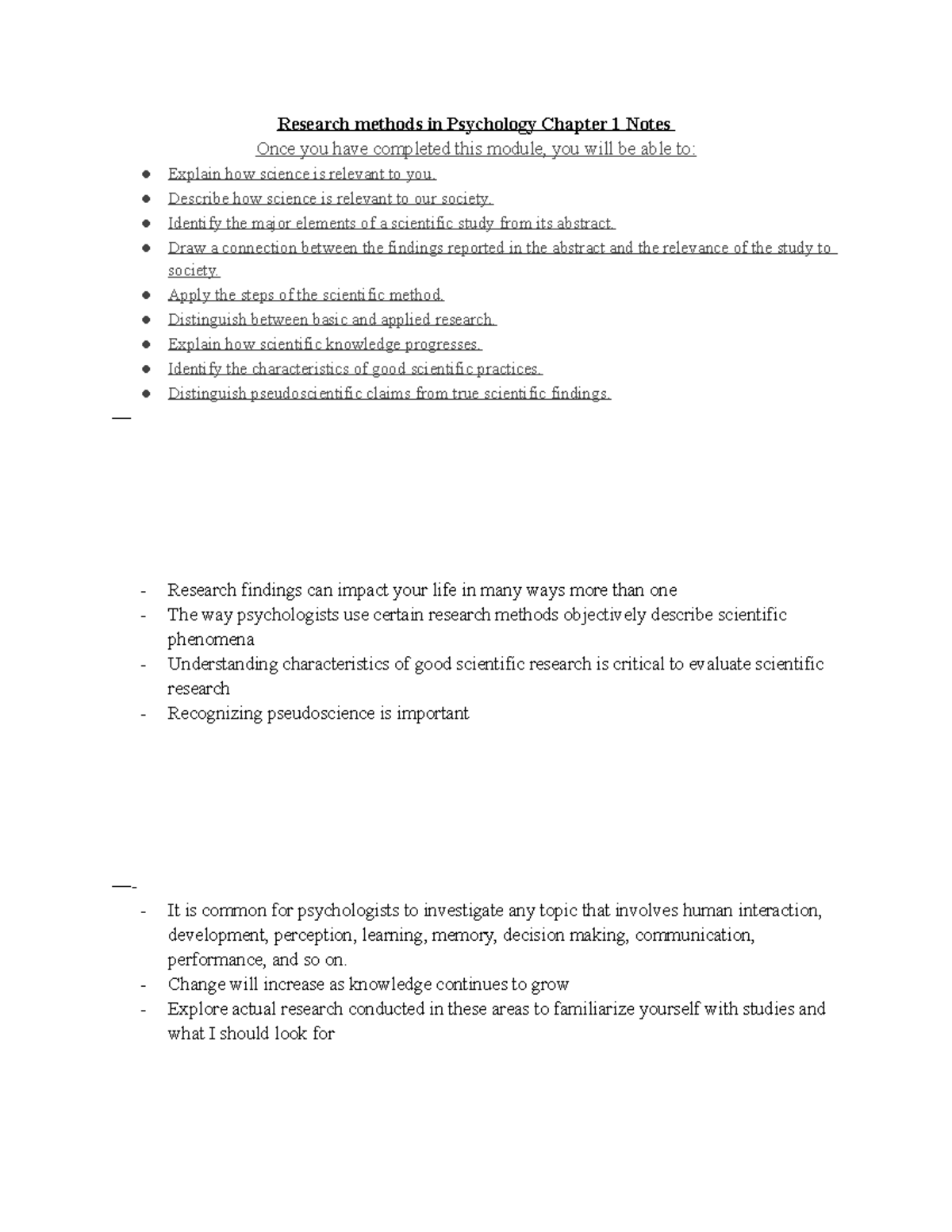 Note for chapter 4 research methods - Research methods in Psychology ...