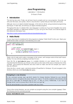Java Laboratory 03 - Laboratory 3 Java Programming Java Programming ...