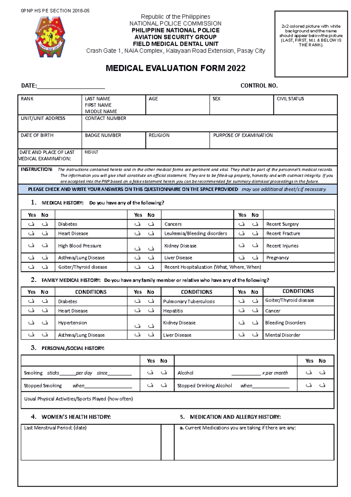 Medical- Evaluation - knowledge section - 0PNP HS PE SECTION 2018 ...