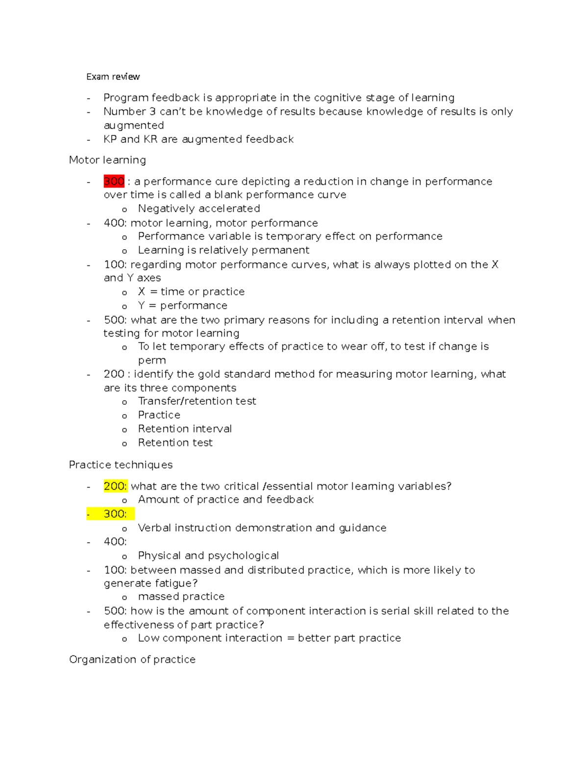 KNH 184 - review for exam 3 - Exam review Program feedback is ...