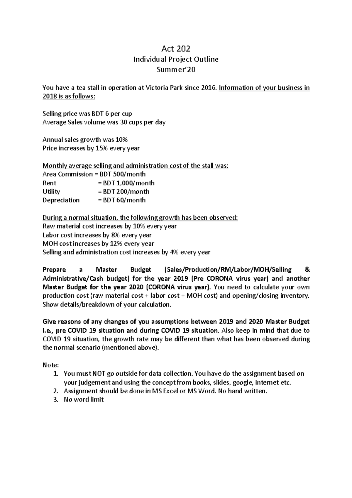 Act 202 Project outline - Act Individual Project Outline Summer’ You ...