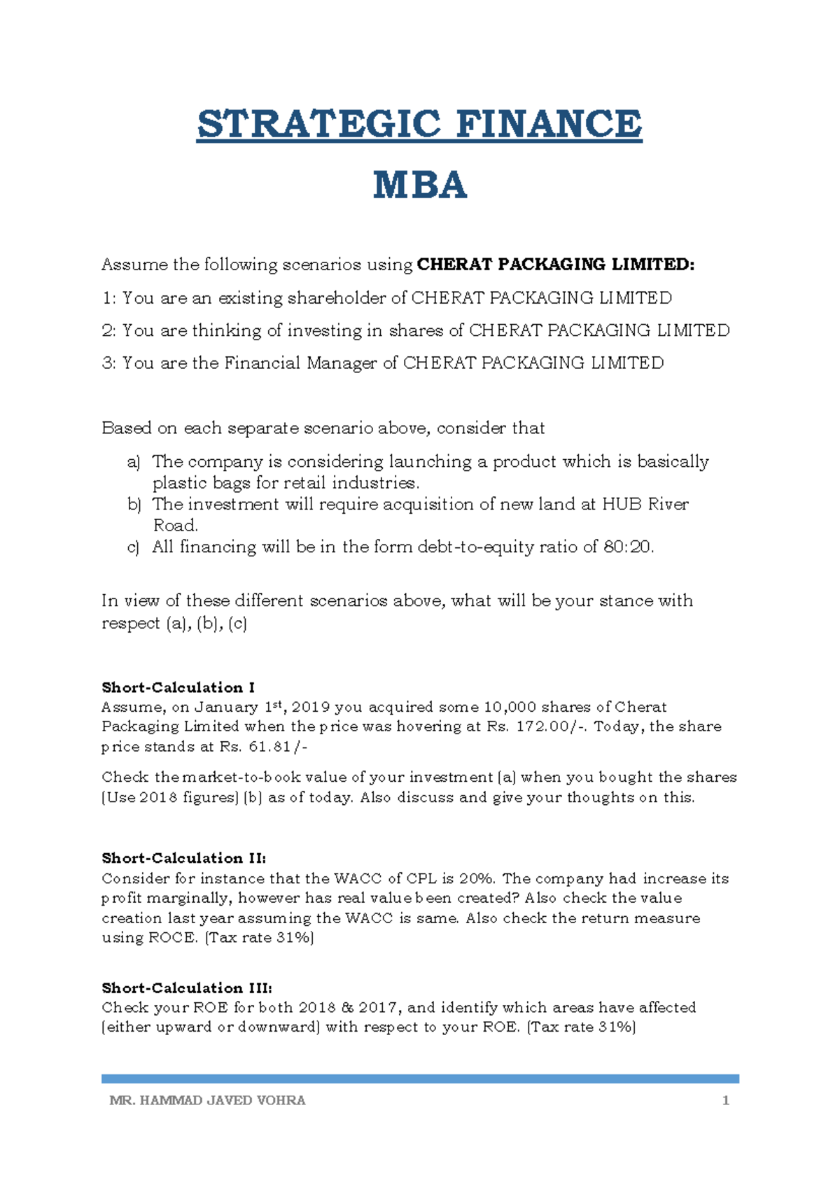 431315760-Finance - vfch gfvg - MR. HAMMAD JAVED VOHRA 1 STRATEGIC ...