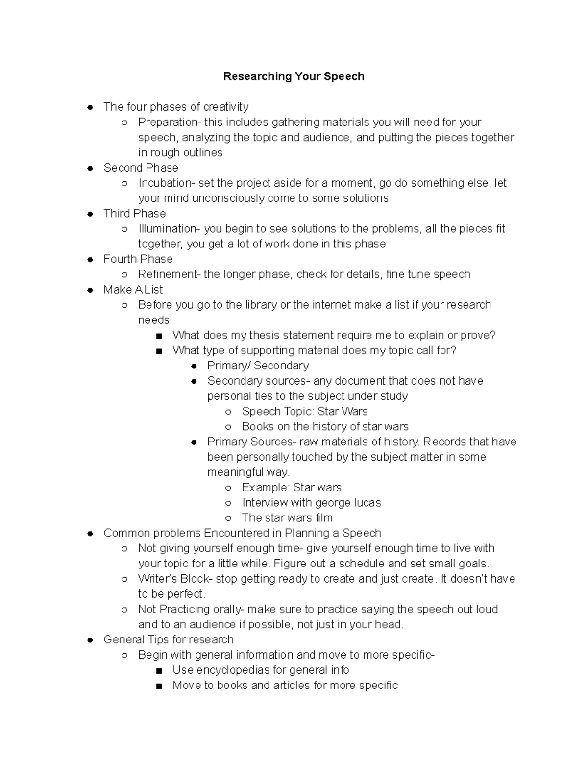 Research Your Speech - Researching Your Speech The four phases of ...