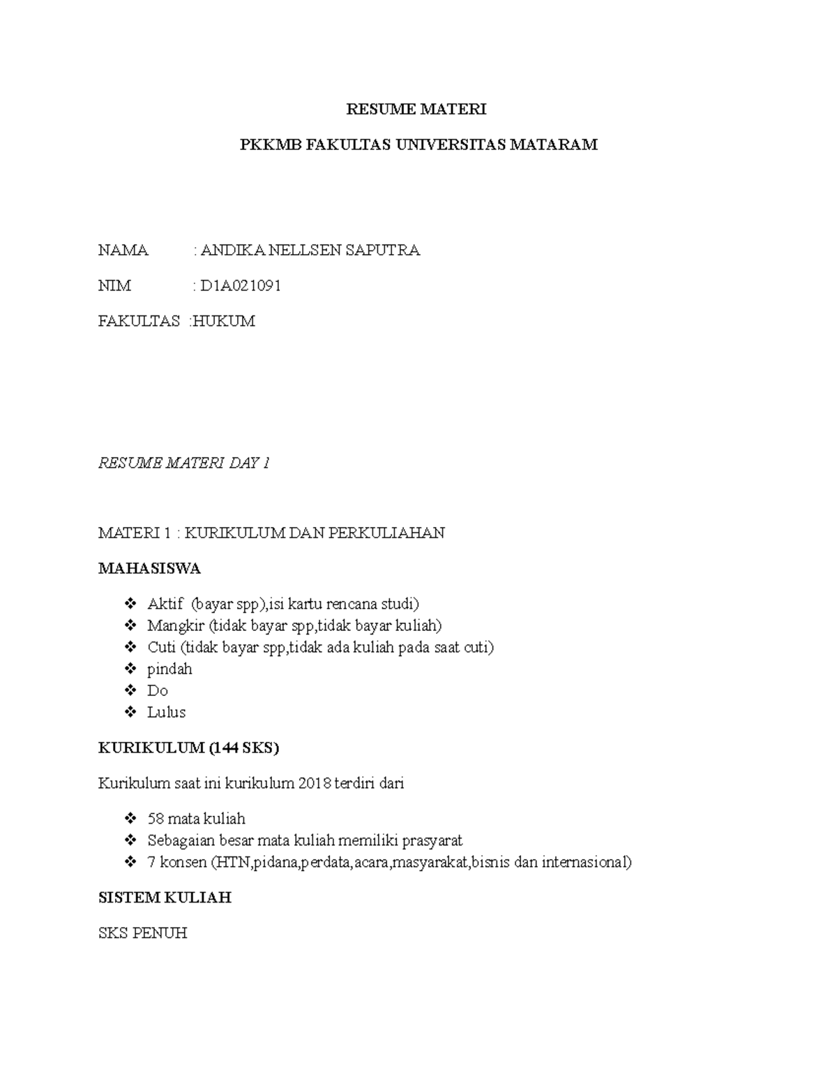 Resume Materi Pkkmb Fakultas - RESUME MATERI PKKMB FAKULTAS UNIVERSITAS ...