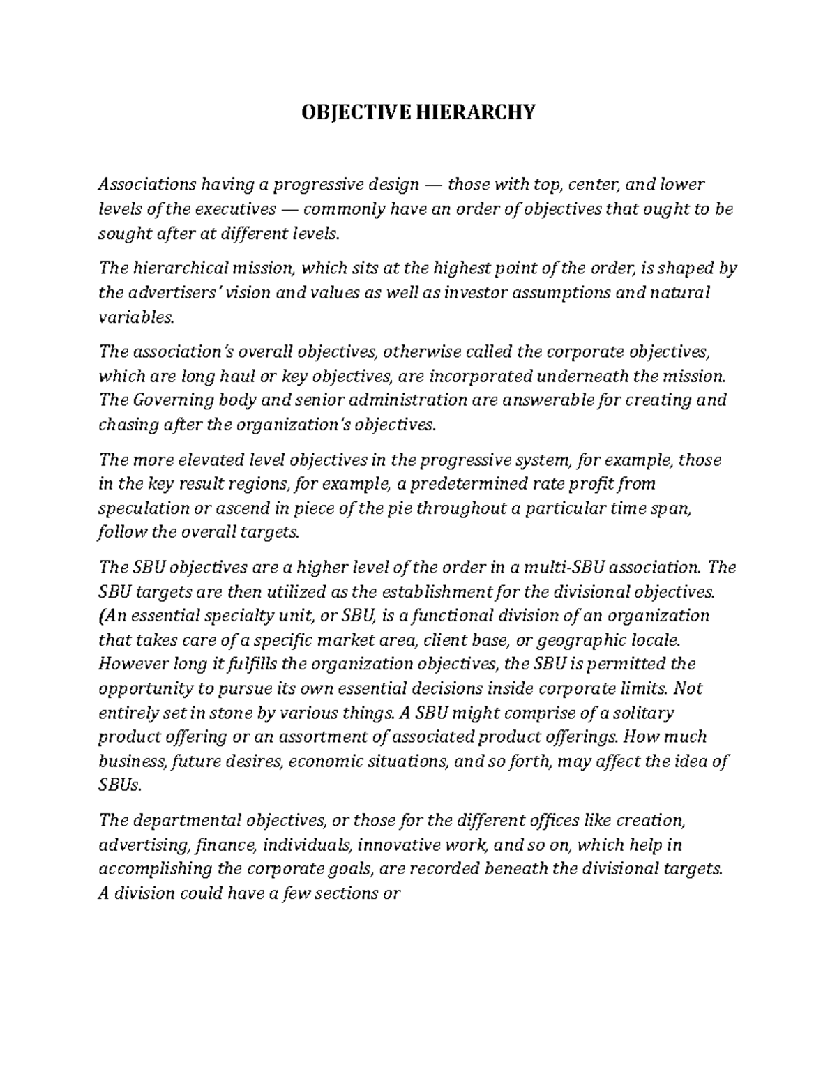 Objective Hierarchy Objective Hierarchy Associations Having A Progressive Design — Those With