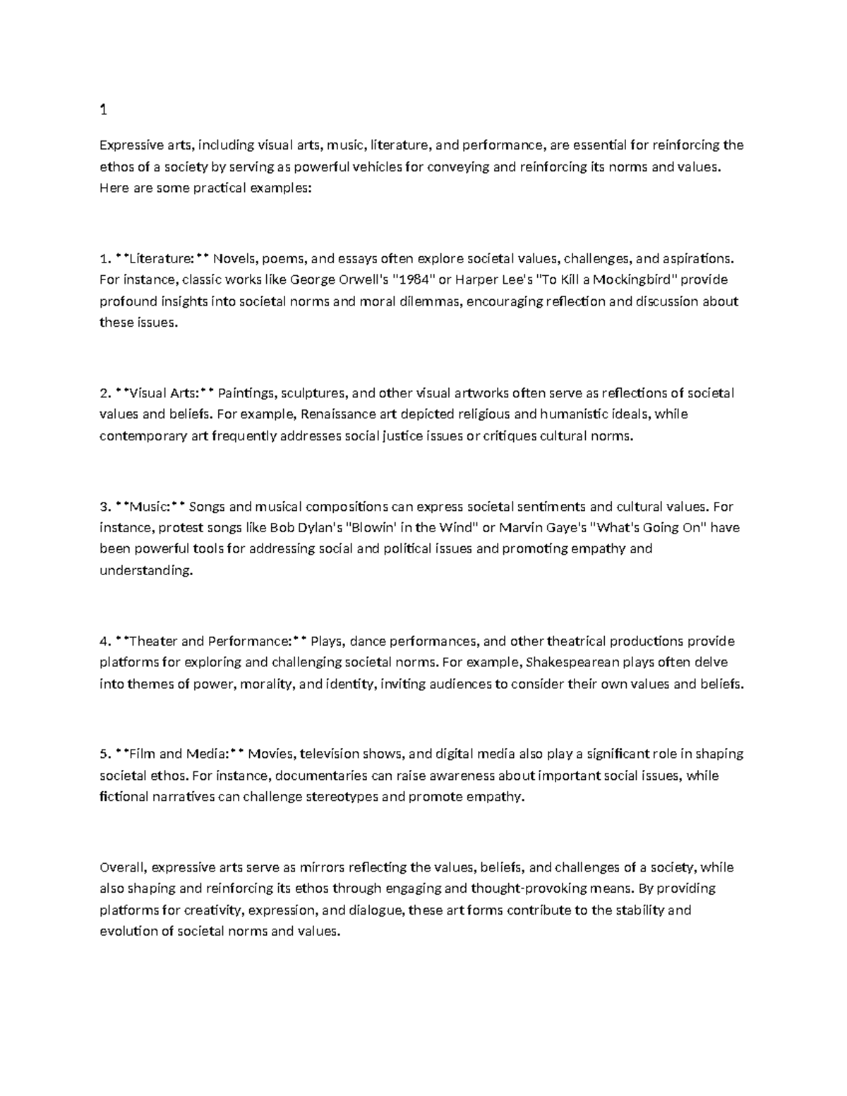 Expressive arts - Here are some practical examples: Literature: Novels ...