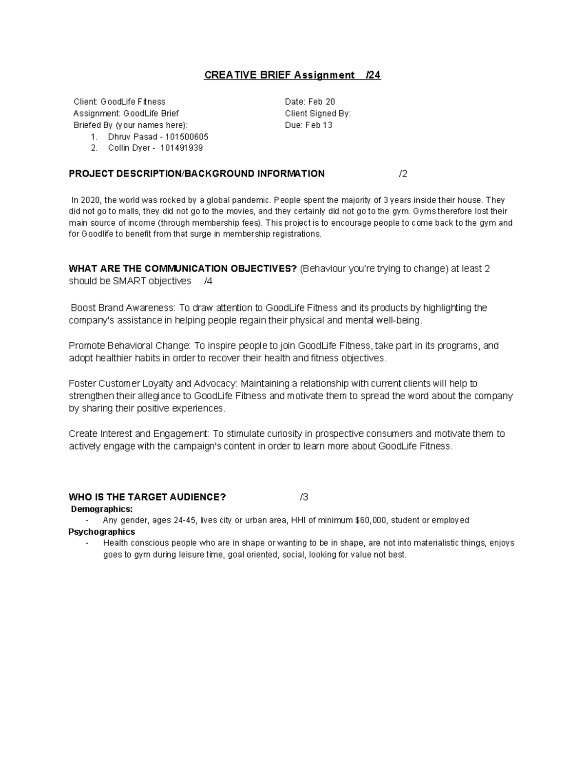 MARK 4019 Creative Brief Assignment Creative Breif (Dhruv & Collin ...