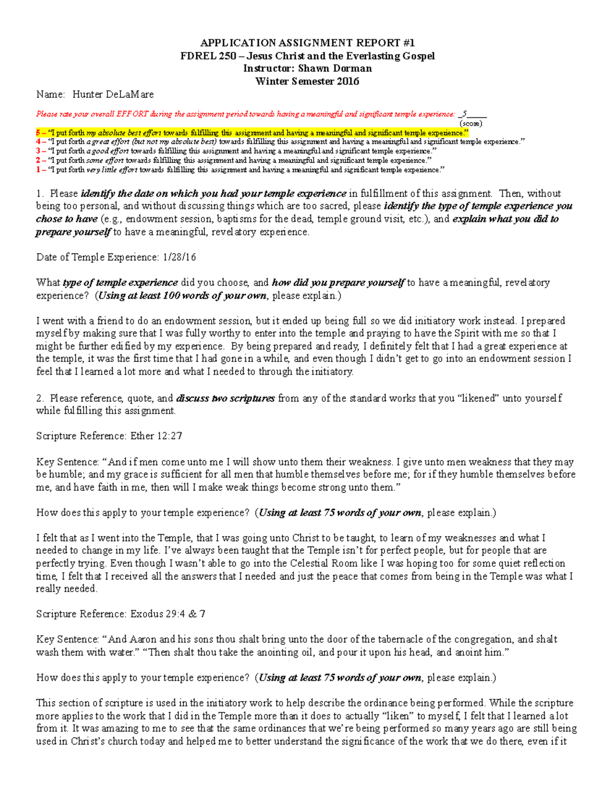 250 Application Assignment Report #1 - APPLICATION ASSIGNMENT REPORT #1 ...