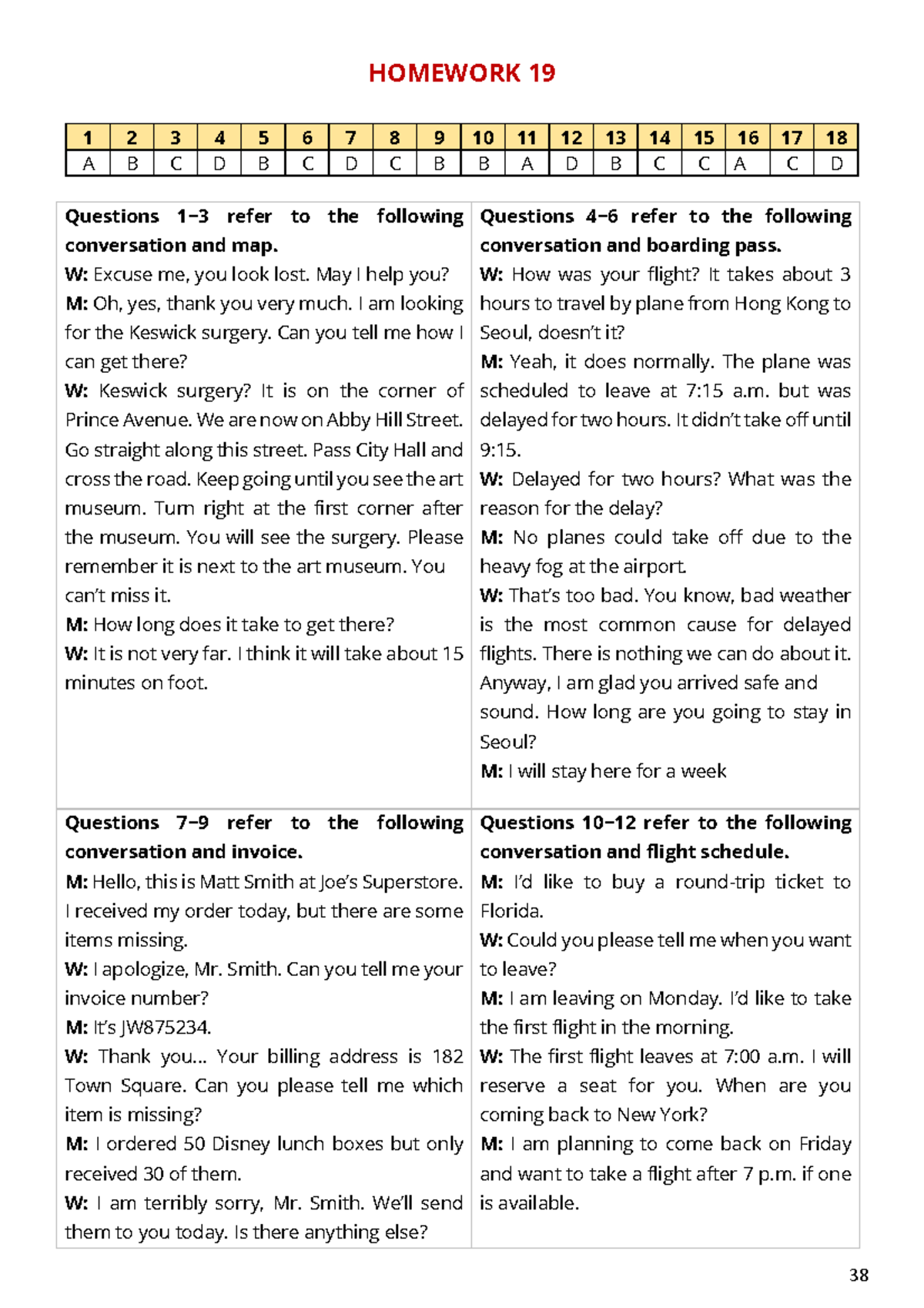 Script HW19 - Toeic - 38 HOMEWORK 1 9 1 2 3 4 5 6 7 8 9 10 11 12 13 14 ...