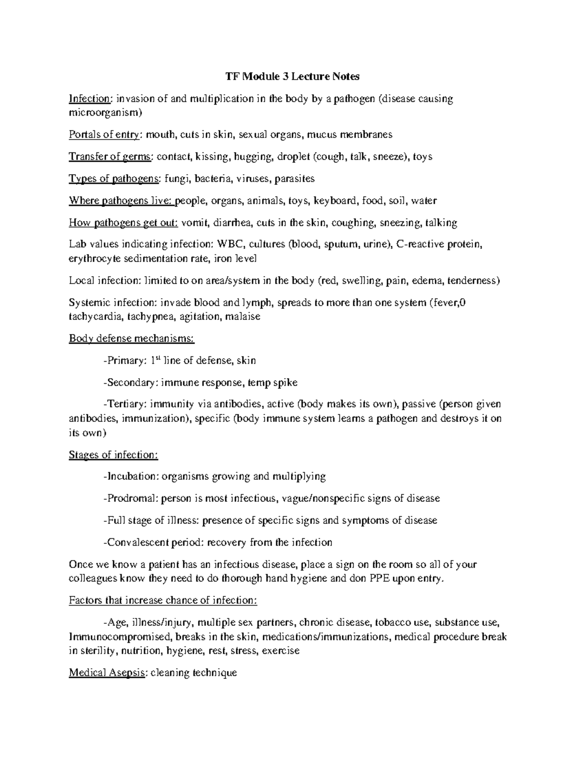 Theoretical Foundations Module 3 Lecture Notes Tf Module 3 Lecture Notes Infection Invasion