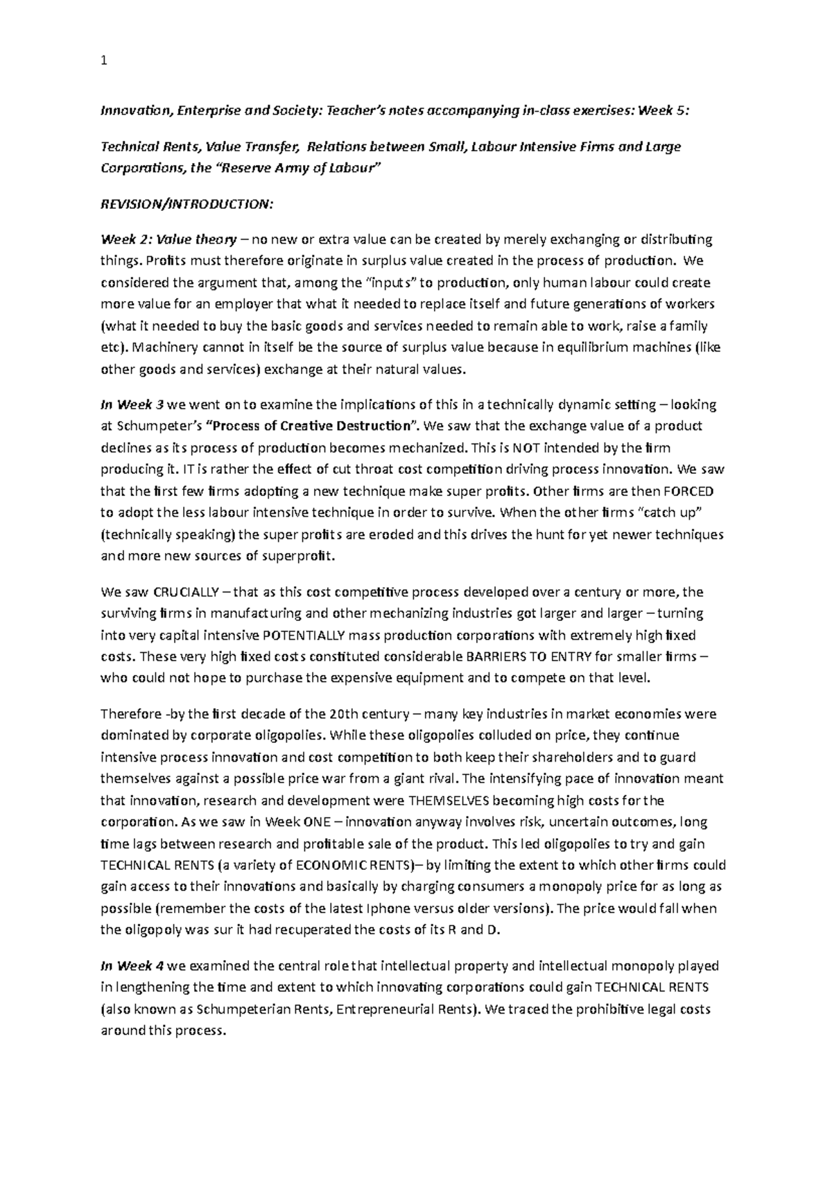 Week 5 EIS teachers notes accompanying in class discussion - 1 ...