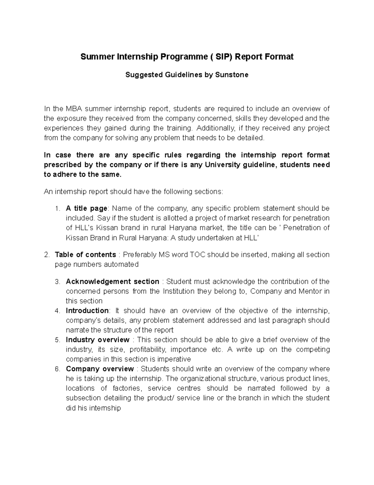 SIP report format-1 - Sip - Summer Internship Programme ( SIP) Report Format Suggested ...