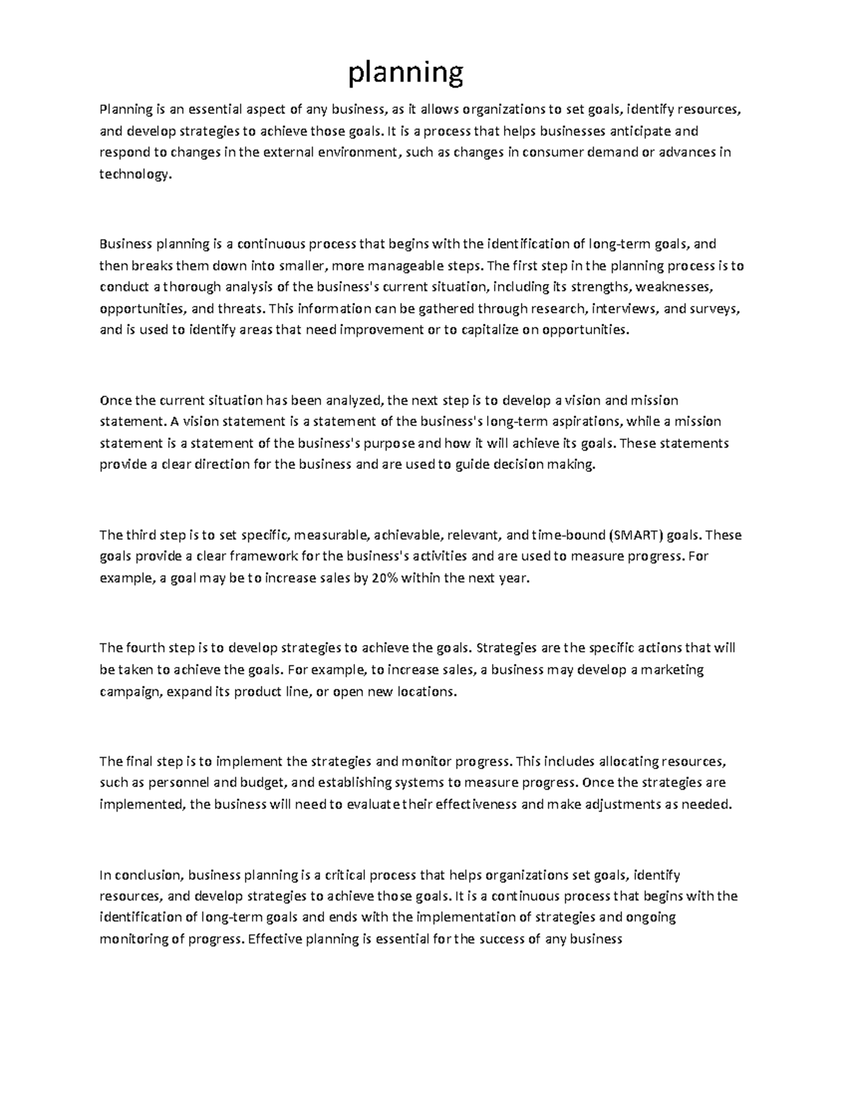 Planning pdf 4 - planning Planning is an essential aspect of any ...