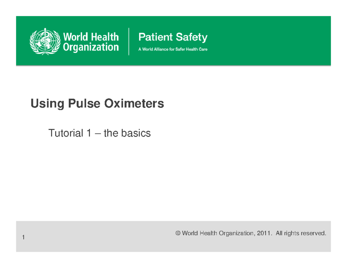 Who ps pulse oxymetry tutorial 1 the basics en - Tutorial 1 – the ...