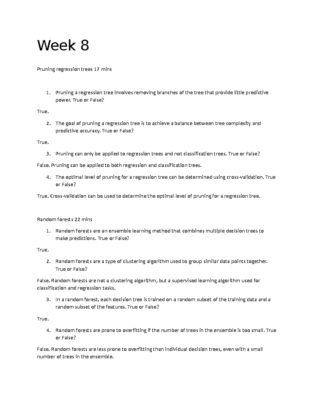 Week 8 - Assignment weekly - Week 8 Pruning regression trees 17 mins 1. Pruning a regression ...