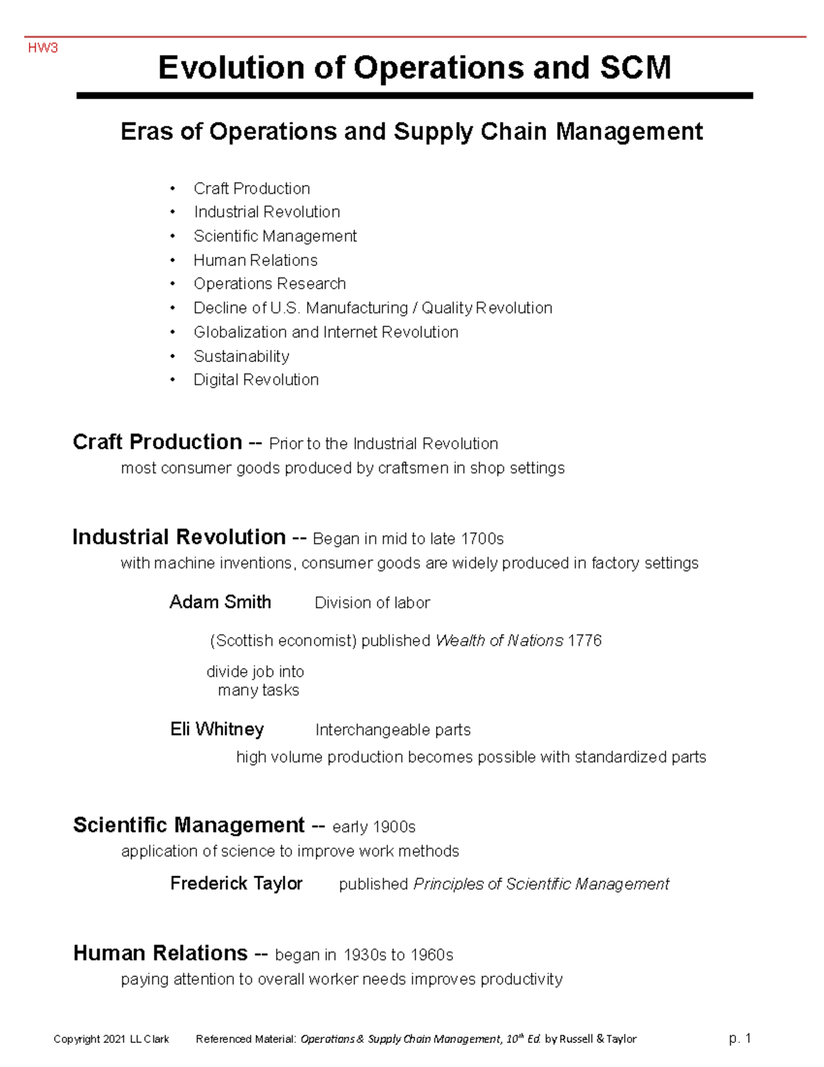 Evolution of Operations and SCM - Manufacturing / Quality Revolution ...