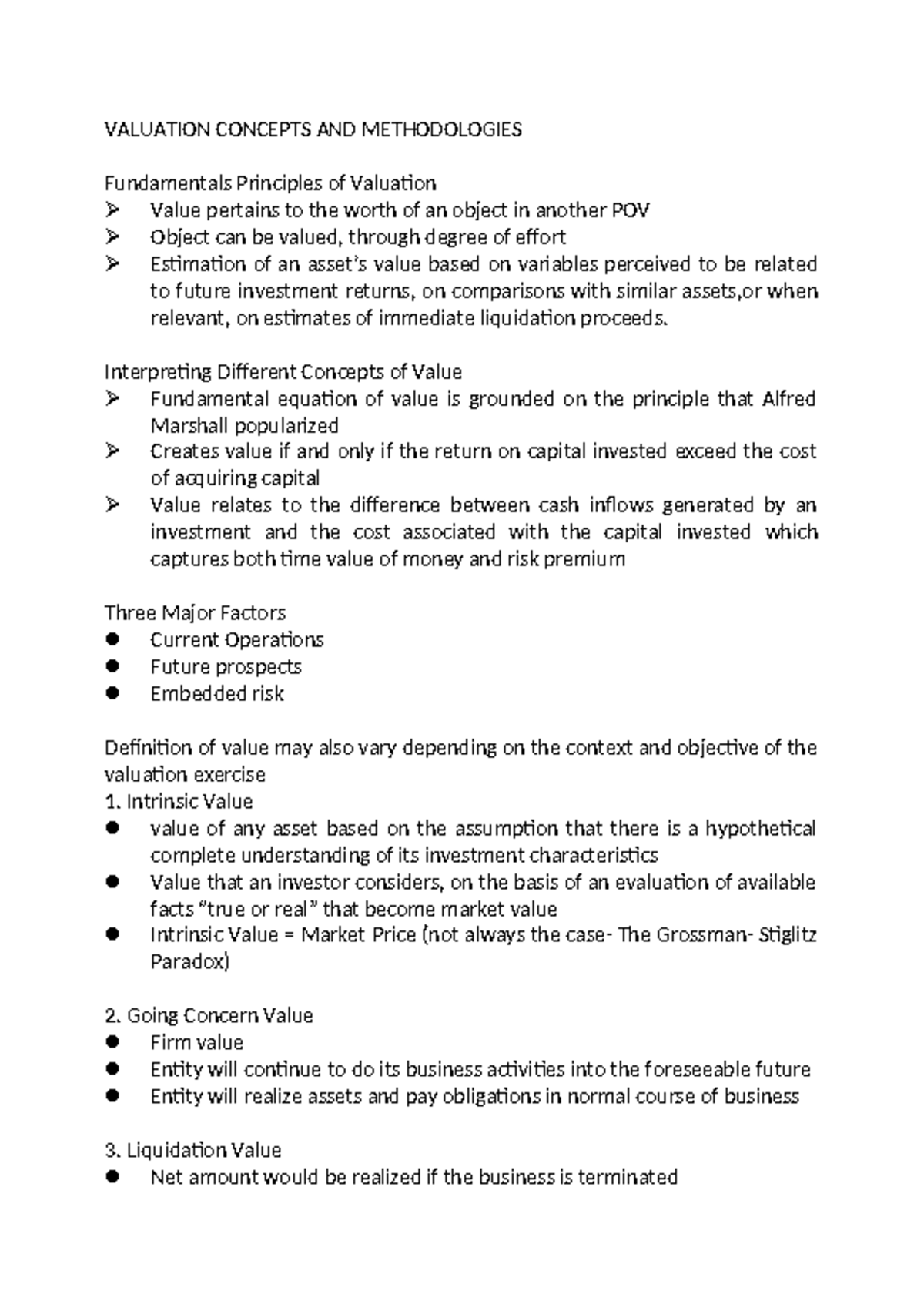 Valuation Concepts AND Methodologies - VALUATION CONCEPTS AND METHODOLOGIES Fundamentals ...