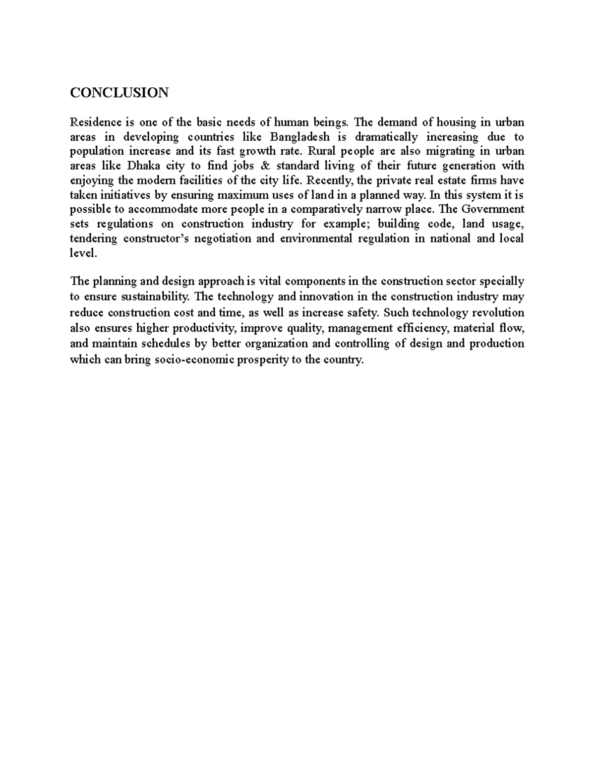 Conclusion to learn the actibi - CONCLUSION Residence is one of the ...