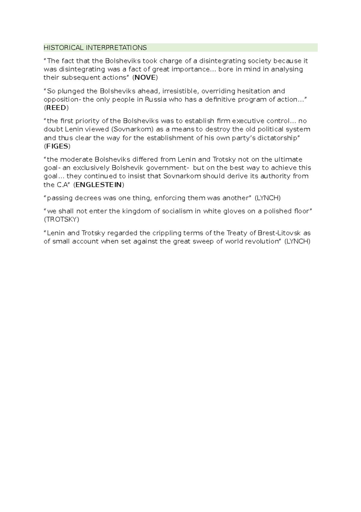 Historical Interpretations - HISTORICAL INTERPRETATIONS “The fact that ...